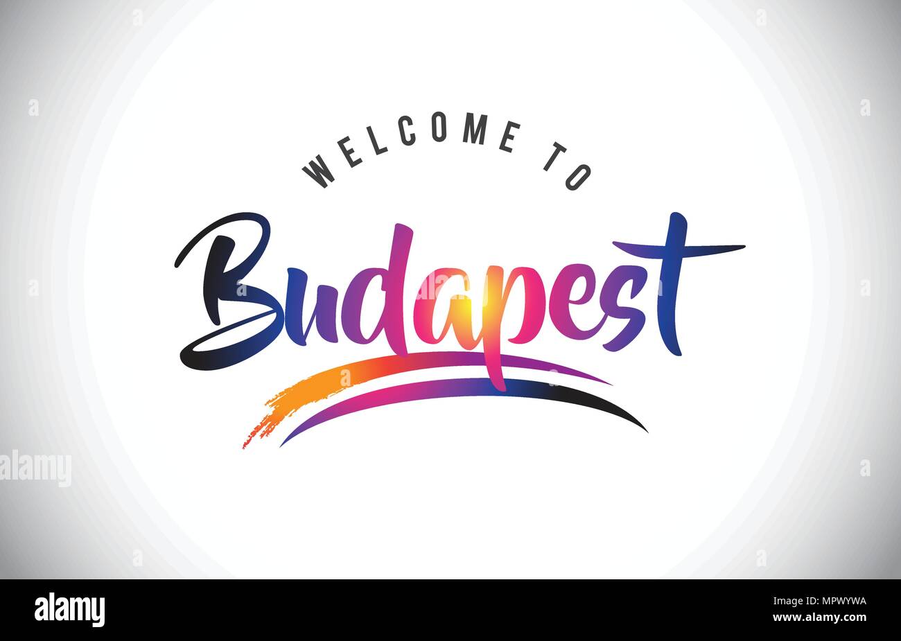 Budapest Welcome To Message in Purple Vibrant Modern Colors Vector ...