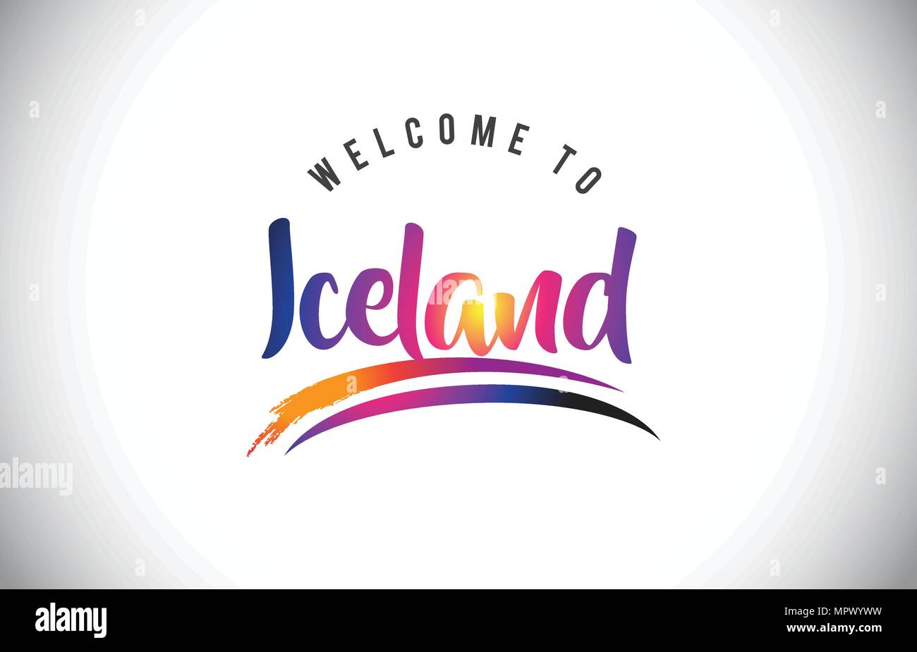 Iceland Welcome To Message in Purple Vibrant Modern Colors Vector ...