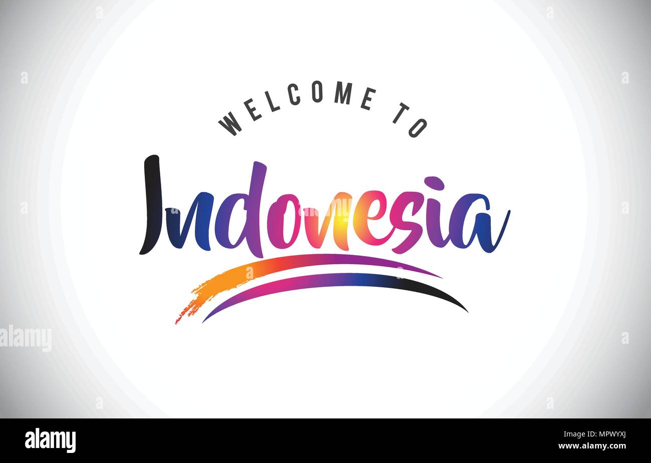 Indonesia Welcome To Message in Purple Vibrant Modern Colors Vector ...