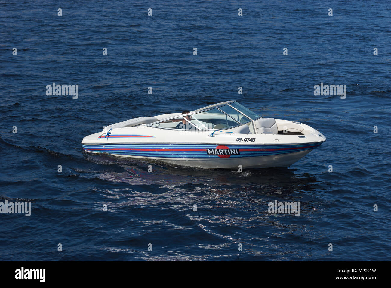 Motor boat on water Stock Photo - Alamy