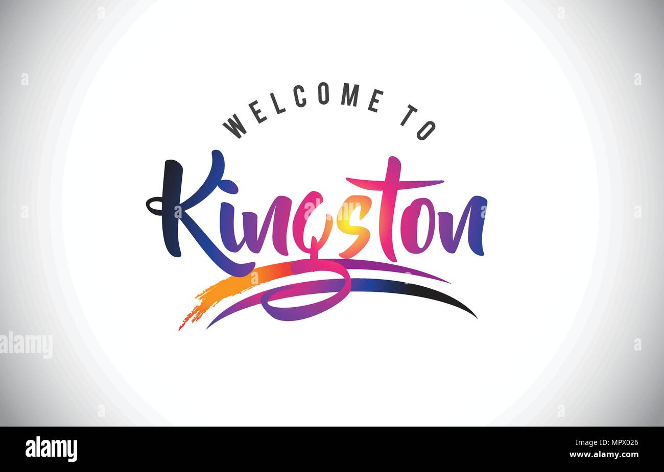 Kingston Welcome To Message in Purple Vibrant Modern Colors Vector ...