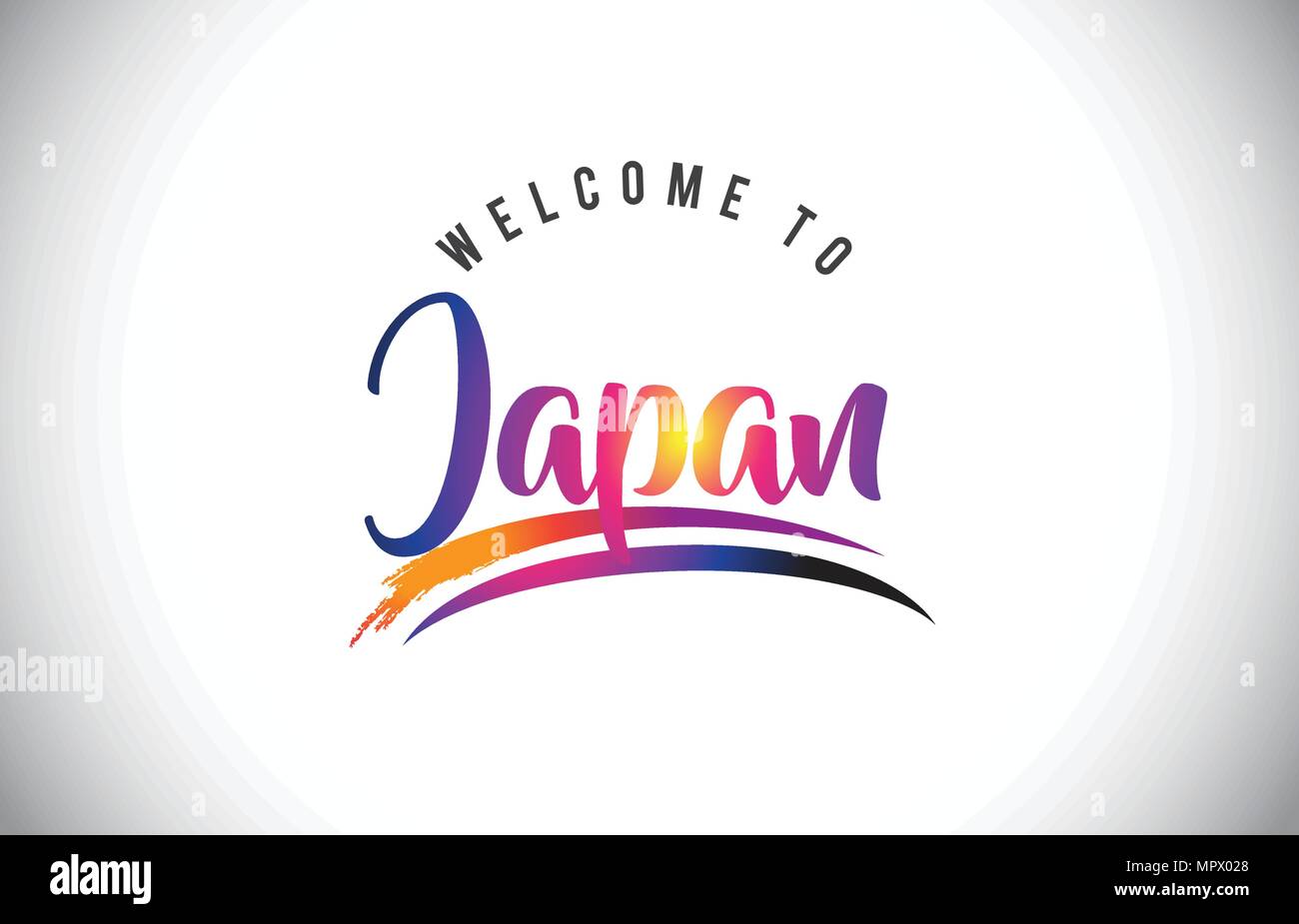 Japan Welcome To Message in Purple Vibrant Modern Colors Vector ...