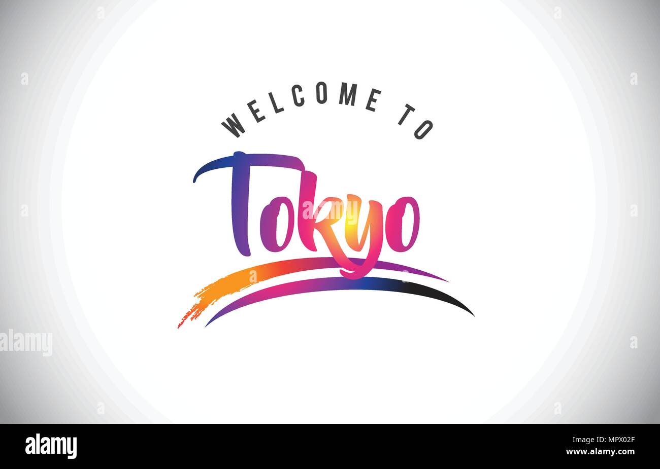 Tokyo Welcome To Message in Purple Vibrant Modern Colors Vector ...