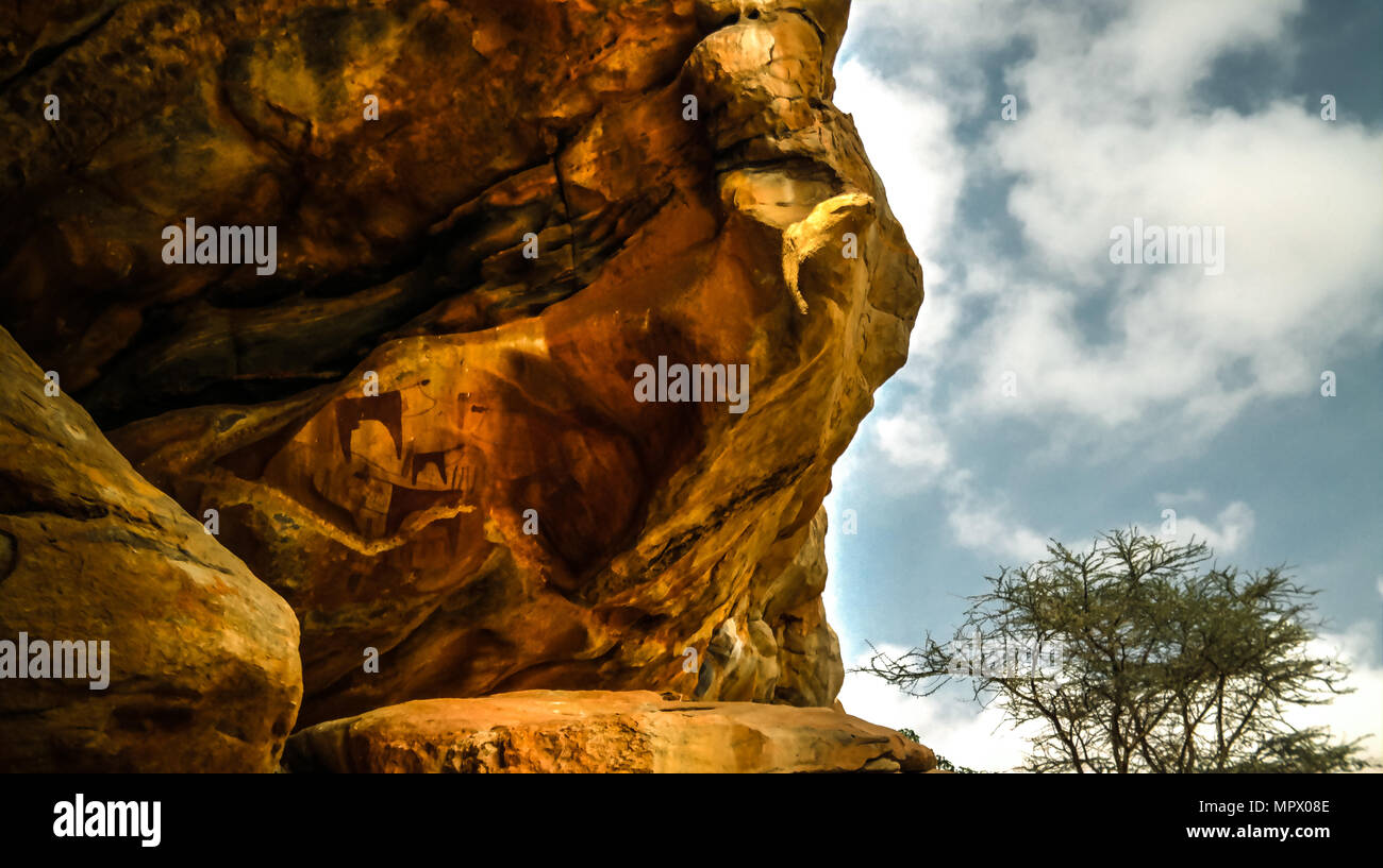Cave paintings and petroglyphs Laas Geel near Hargeisa , Somalia Stock ...
