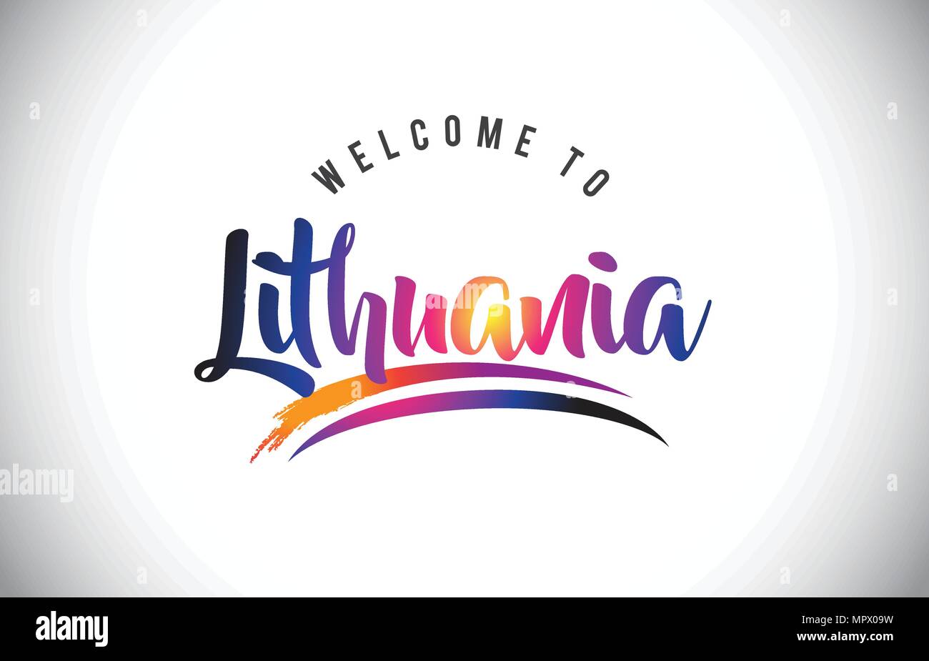 Lithuania Welcome To Message in Purple Vibrant Modern Colors Vector ...
