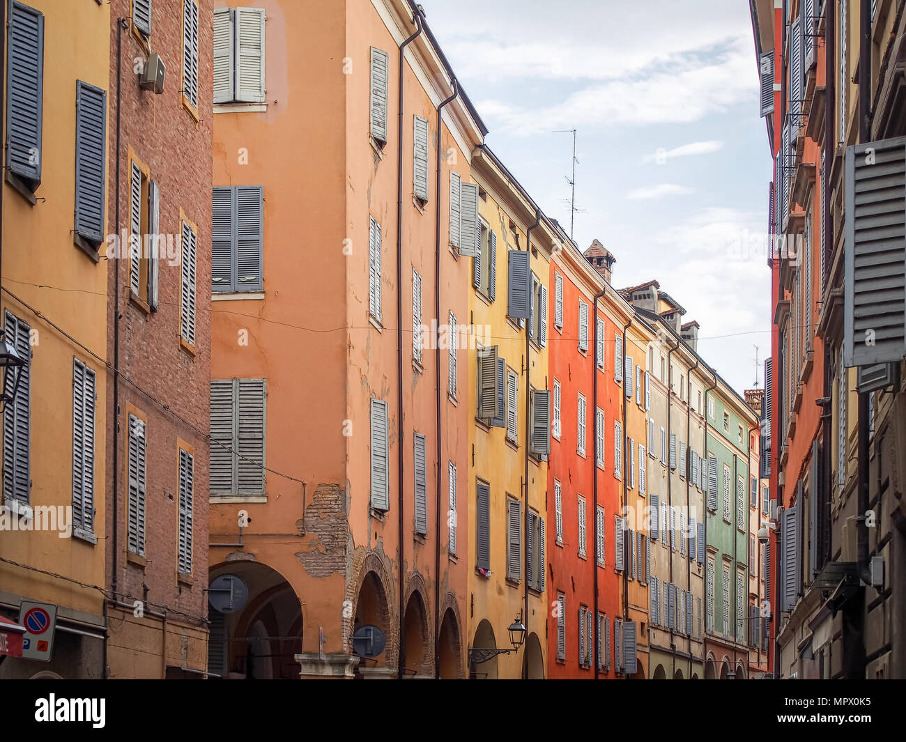 Typical colorful old houses in Modena, Italy Stock Photo - Alamy