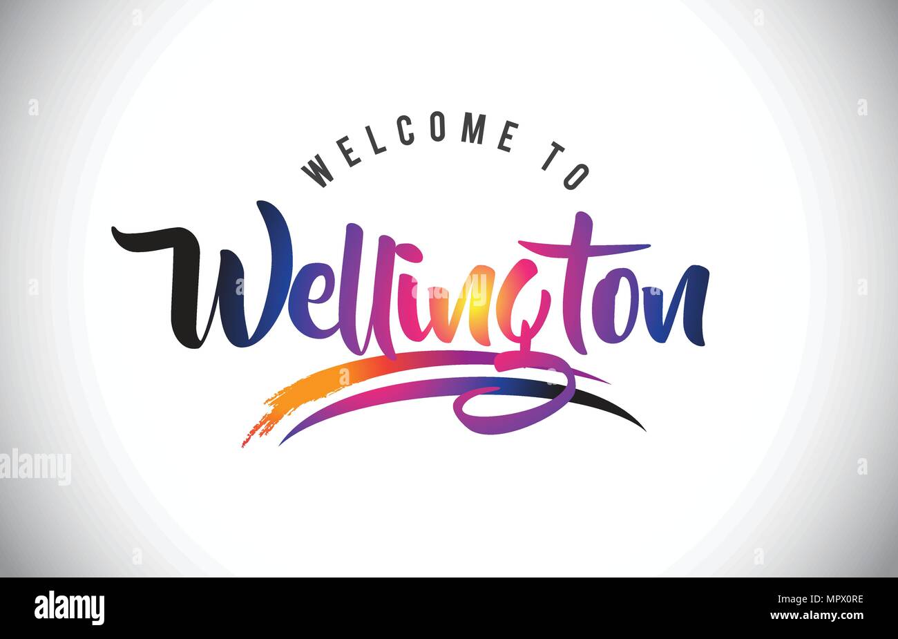 Wellington Welcome To Message in Purple Vibrant Modern Colors Vector ...