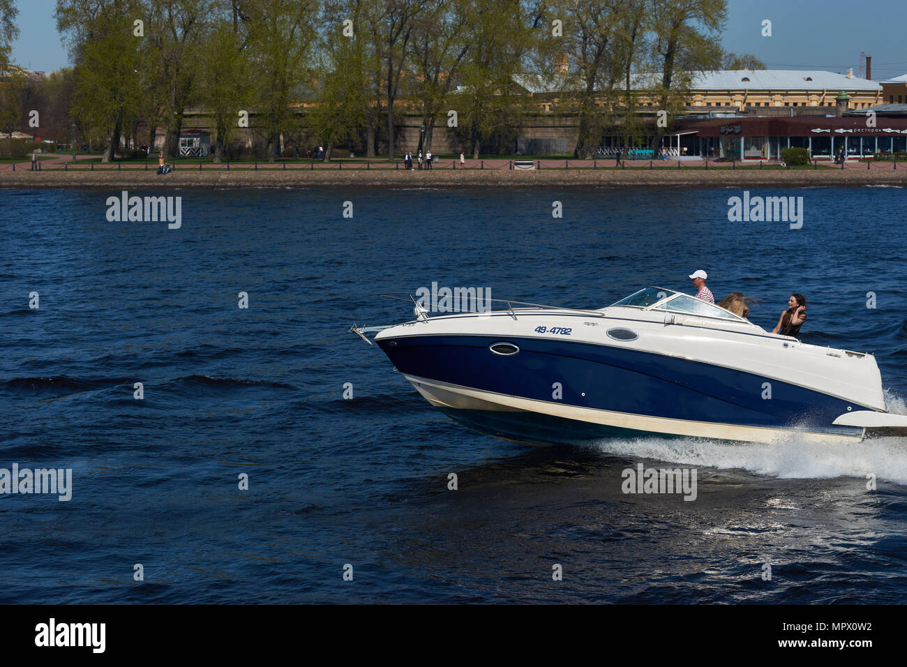 Motor boat on water Stock Photo - Alamy