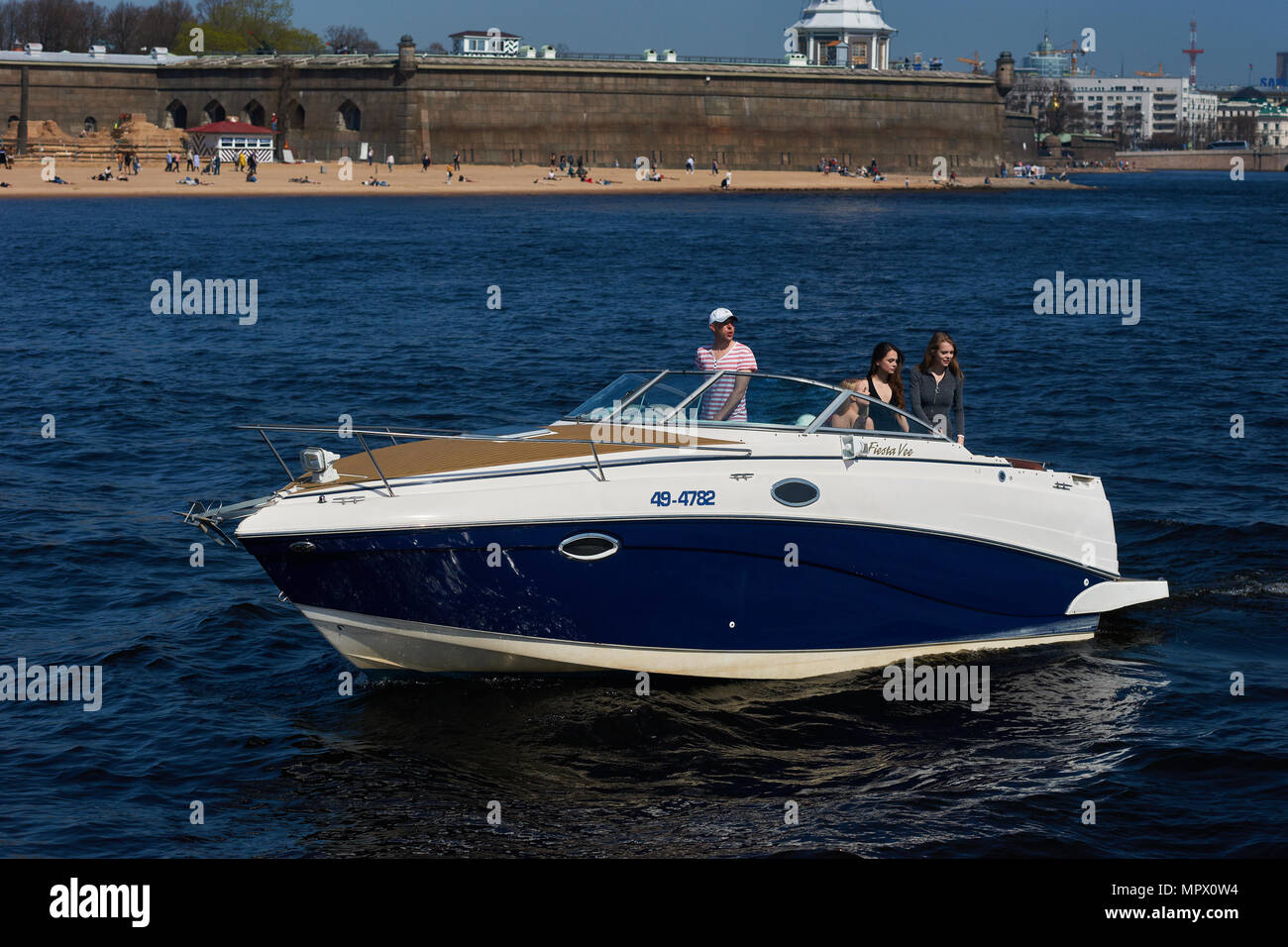 Motor boat on water Stock Photo - Alamy
