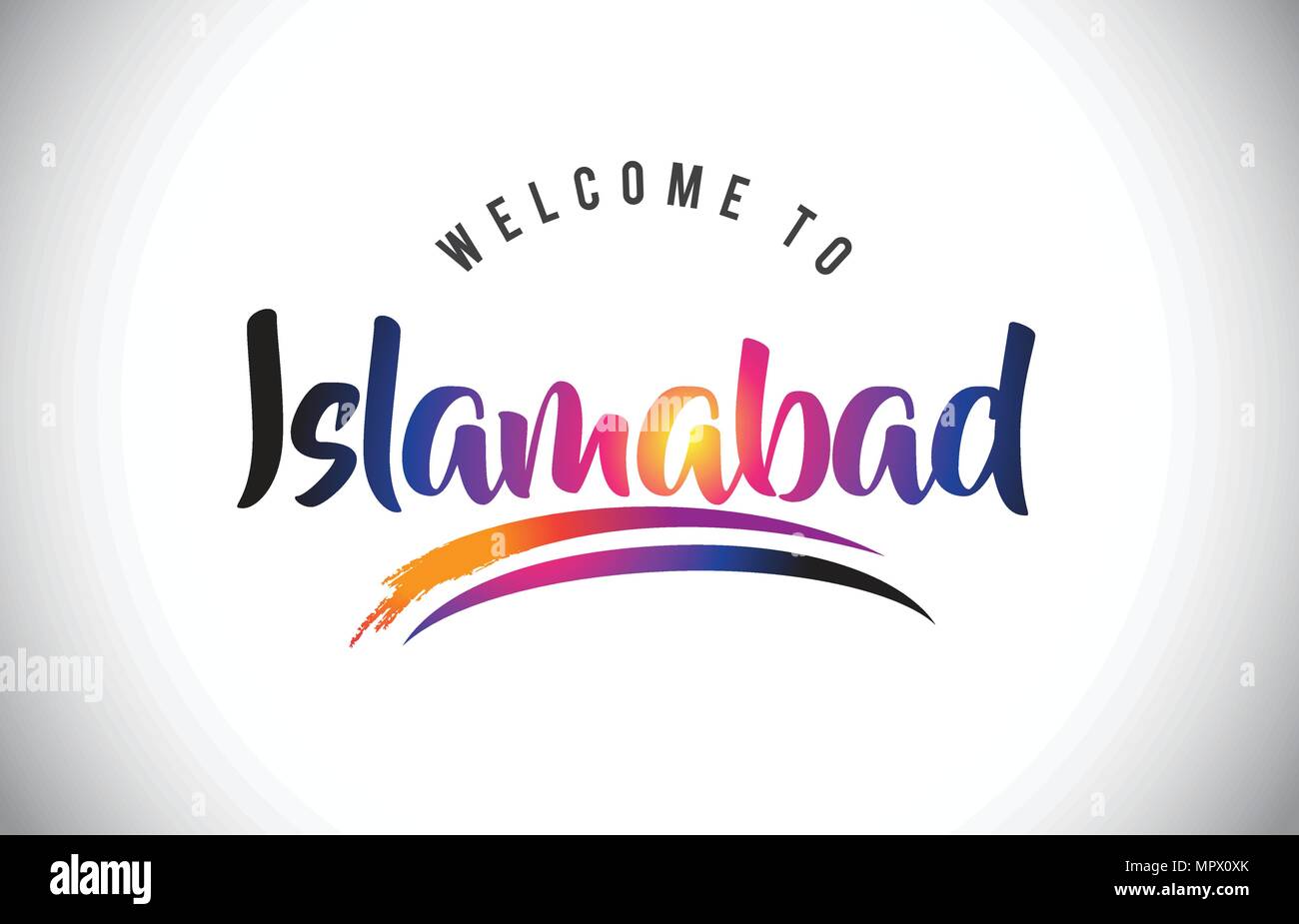 Islamabad Welcome To Message in Purple Vibrant Modern Colors Vector ...