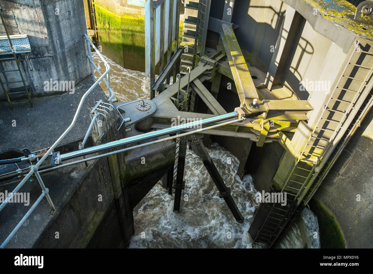 The hydraulic system which opens and closes the heavy steel gates for ...