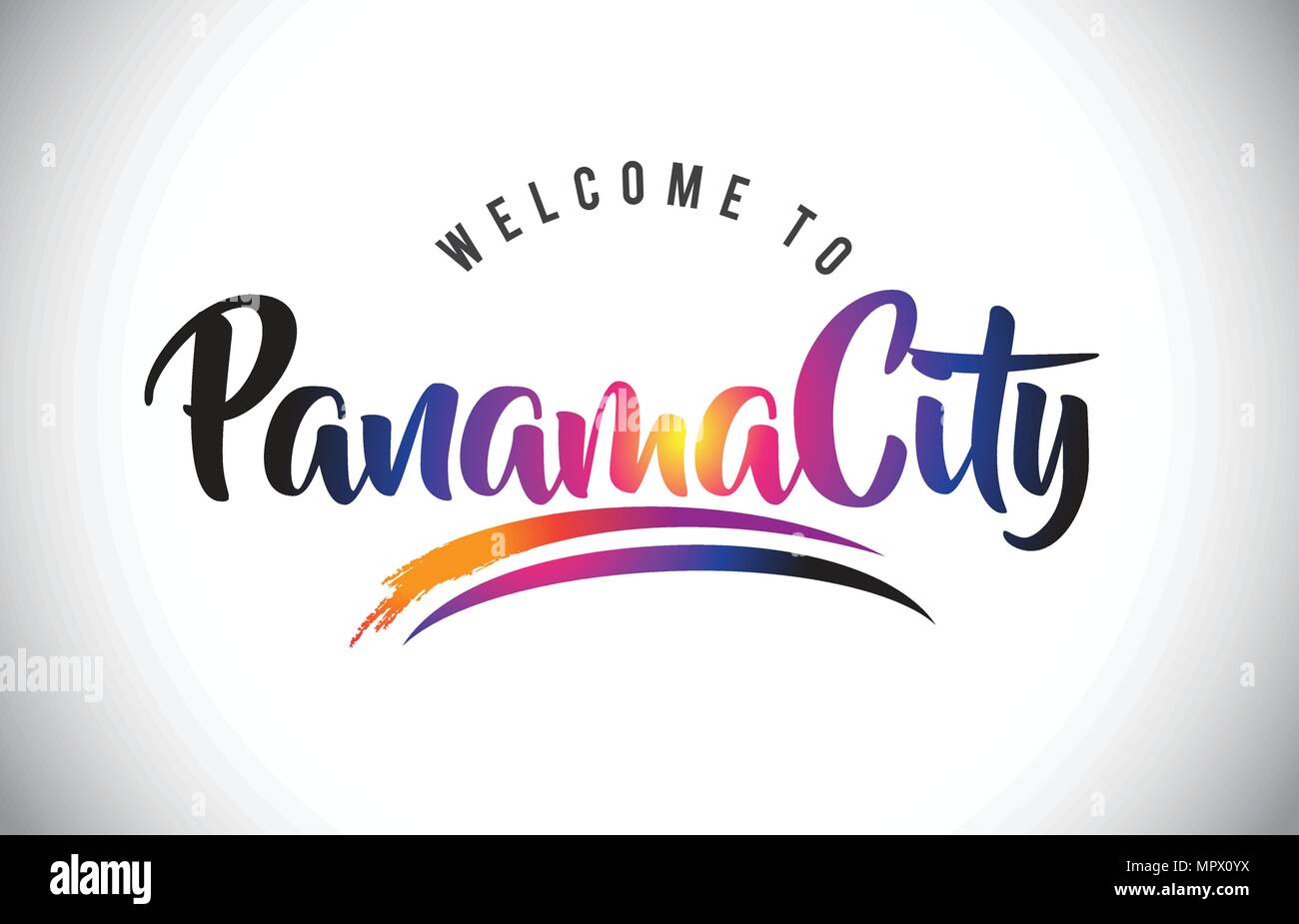 PanamaCity Welcome To Message in Purple Vibrant Modern Colors Vector ...