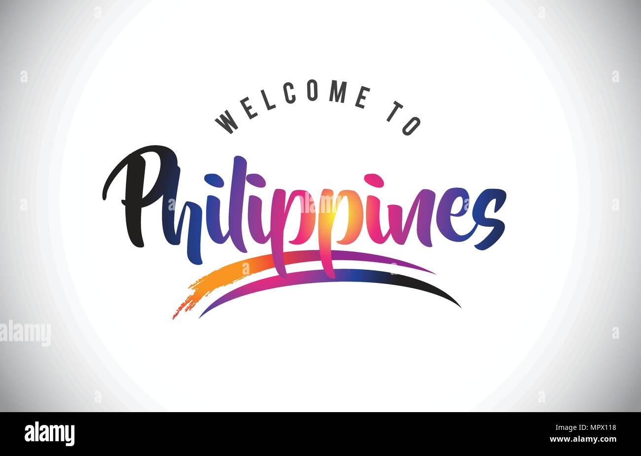 Philippines Welcome To Message in Purple Vibrant Modern Colors Vector ...