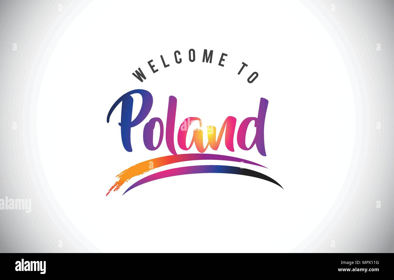 Poland Welcome To Message in Purple Vibrant Modern Colors Vector ...