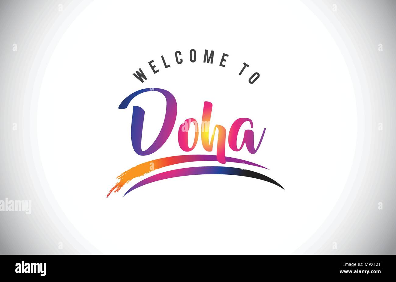 Doha Welcome To Message in Purple Vibrant Modern Colors Vector ...