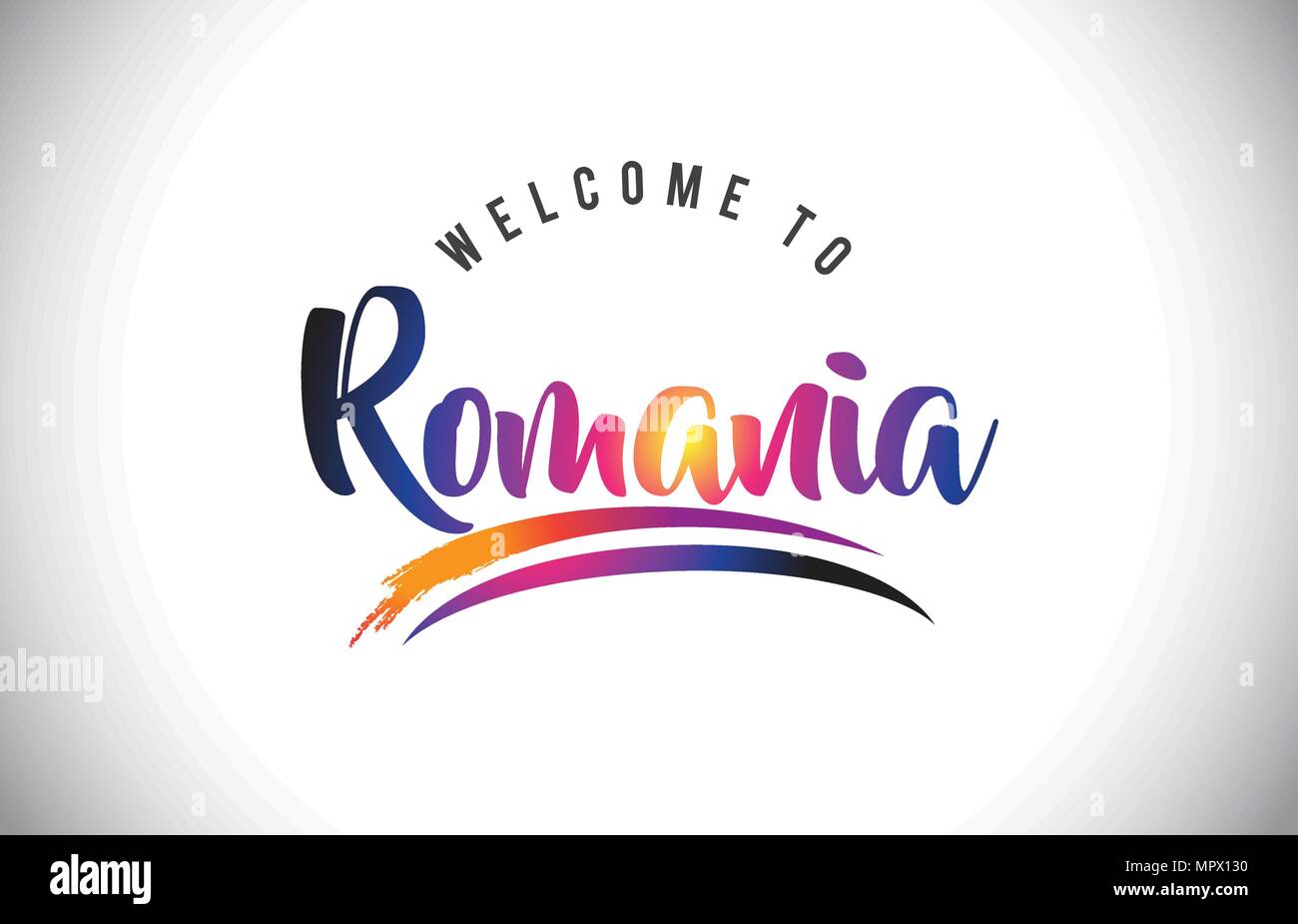 Welcome romania modern typography text hi-res stock photography and ...