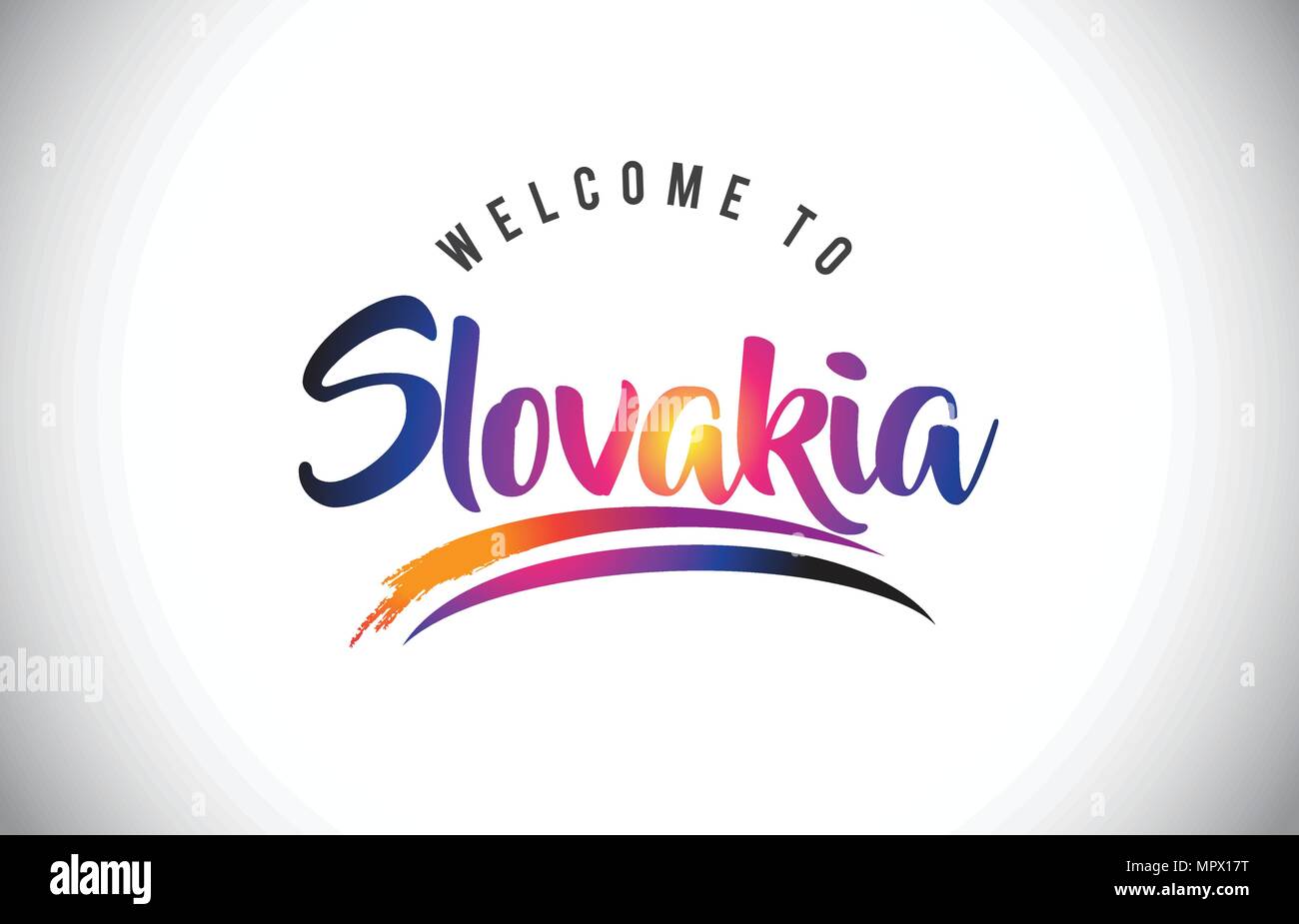 Slovakia Welcome To Message in Purple Vibrant Modern Colors Vector ...
