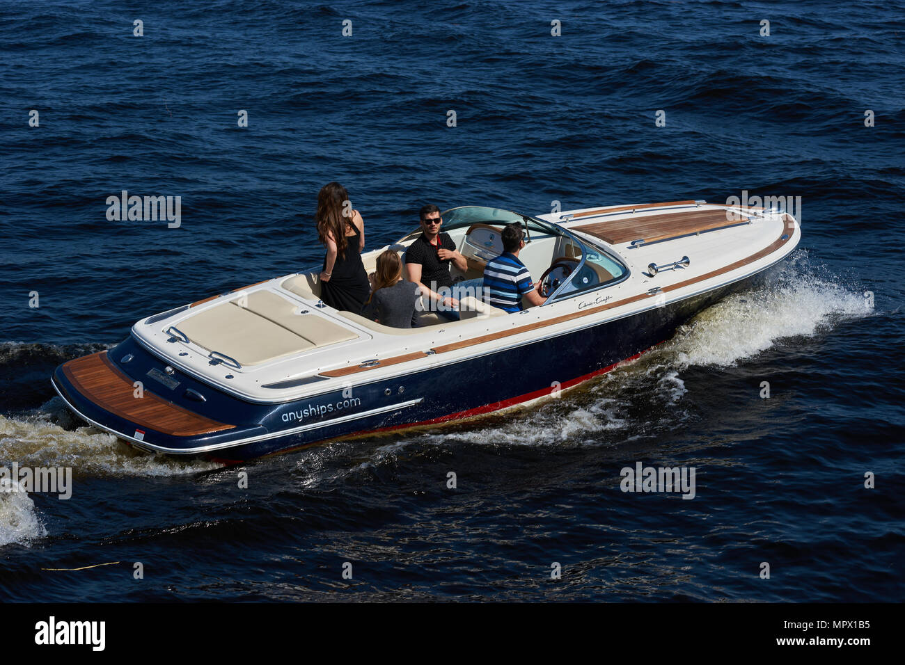 Motor boat on water Stock Photo - Alamy