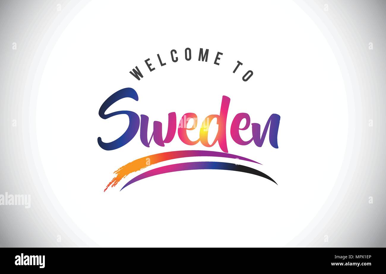 Sweden Welcome To Message in Purple Vibrant Modern Colors Vector ...