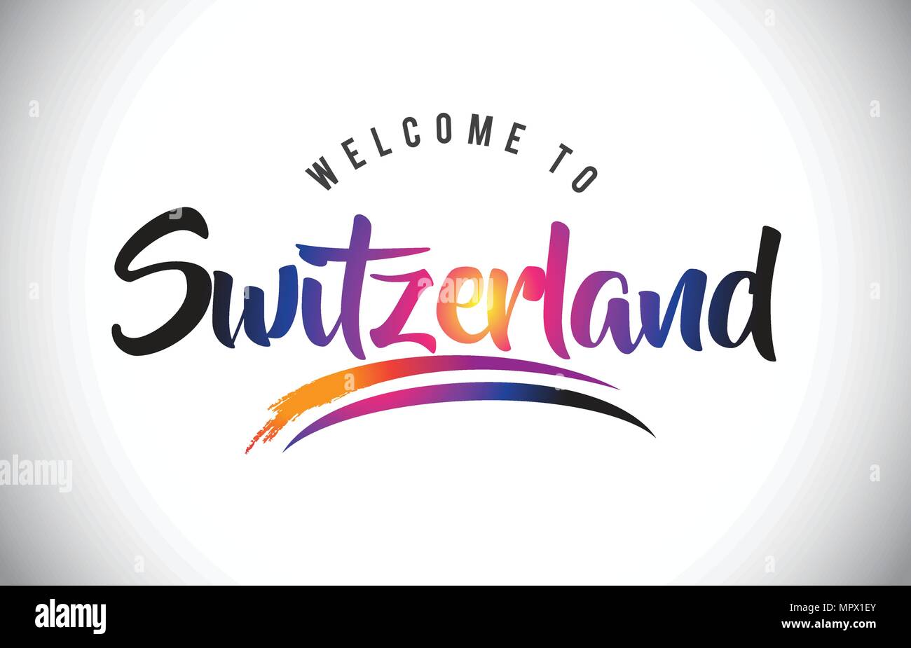 Switzerland Welcome To Message in Purple Vibrant Modern Colors Vector ...