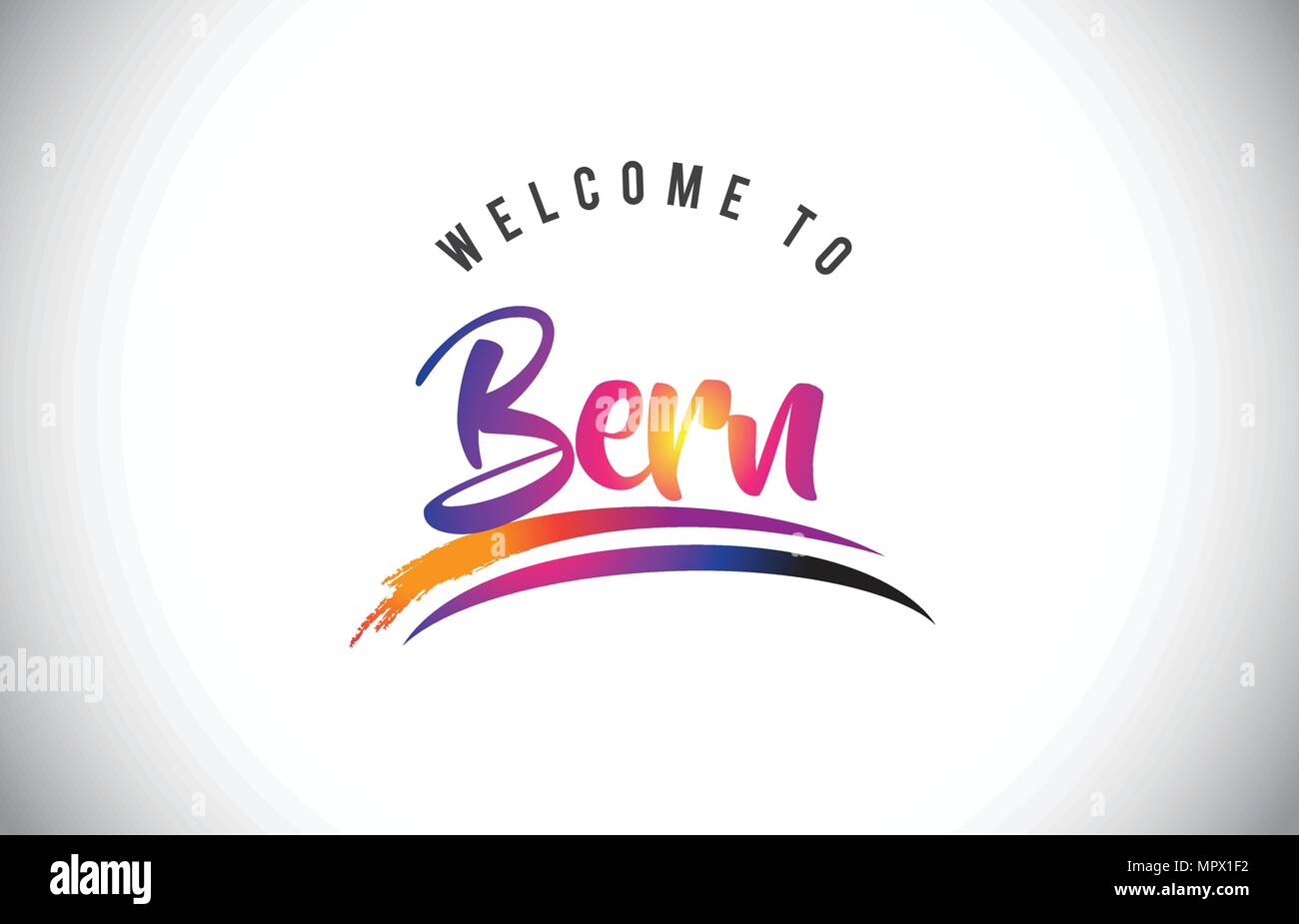 Bern Welcome To Message in Purple Vibrant Modern Colors Vector ...