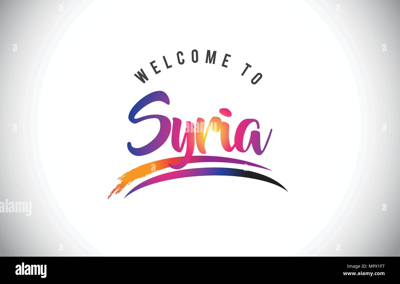 Syria Welcome To Message in Purple Vibrant Modern Colors Vector ...