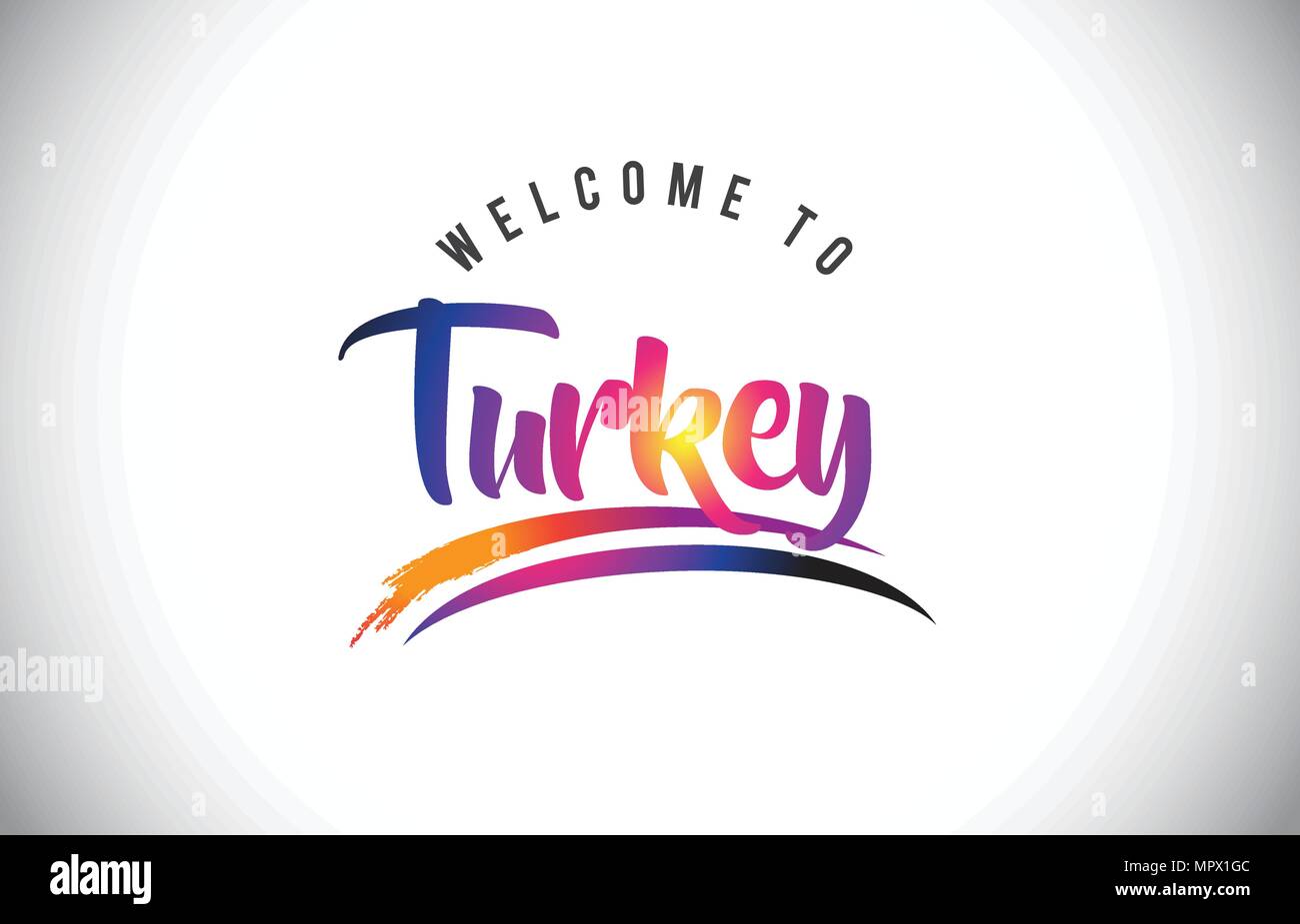 Turkey Welcome To Message in Purple Vibrant Modern Colors Vector ...