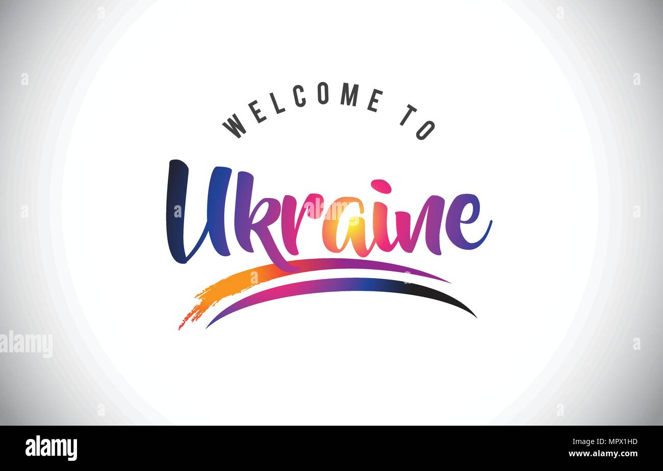 Ukraine Welcome To Message in Purple Vibrant Modern Colors Vector ...