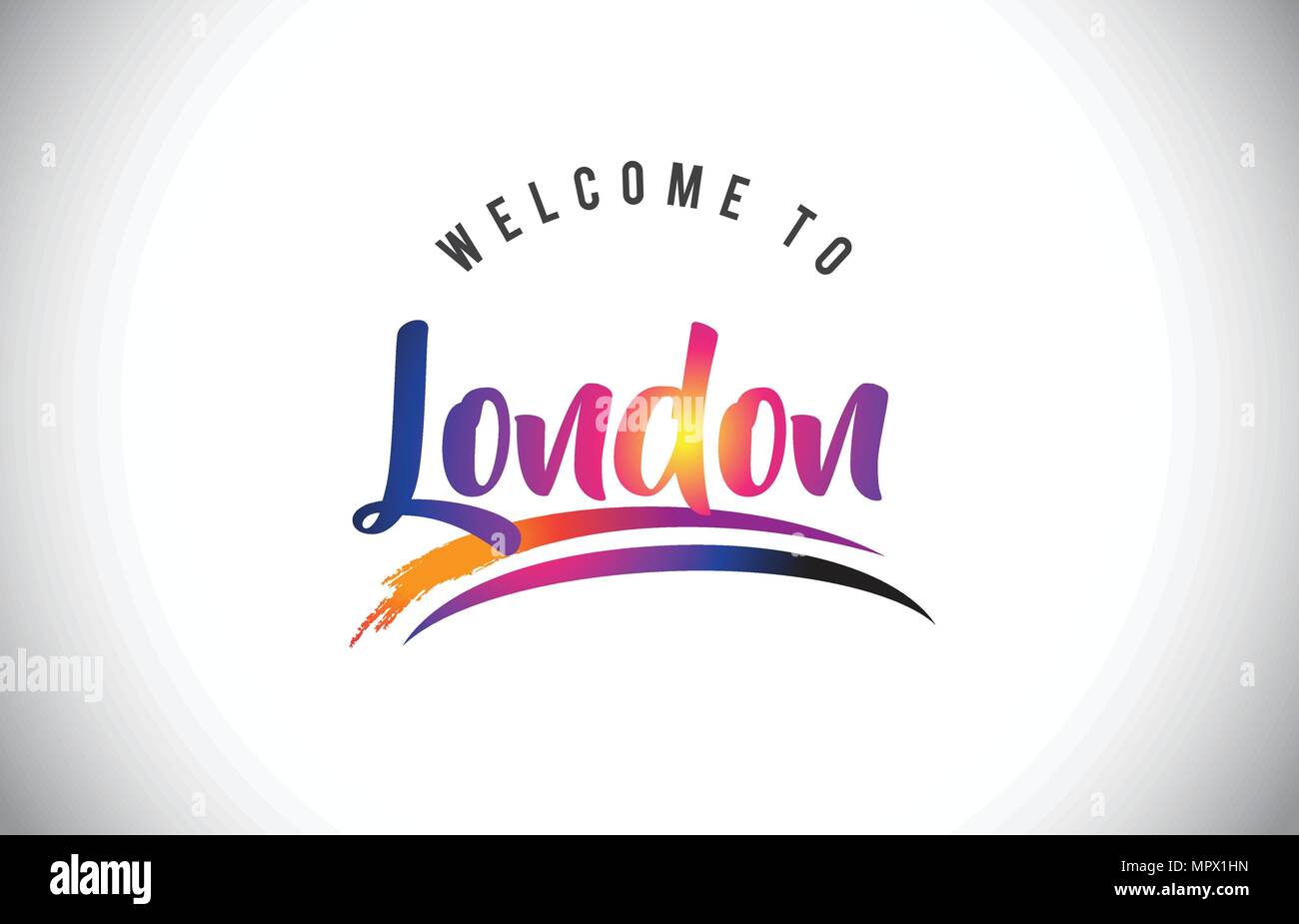 London Welcome To Message in Purple Vibrant Modern Colors Vector ...