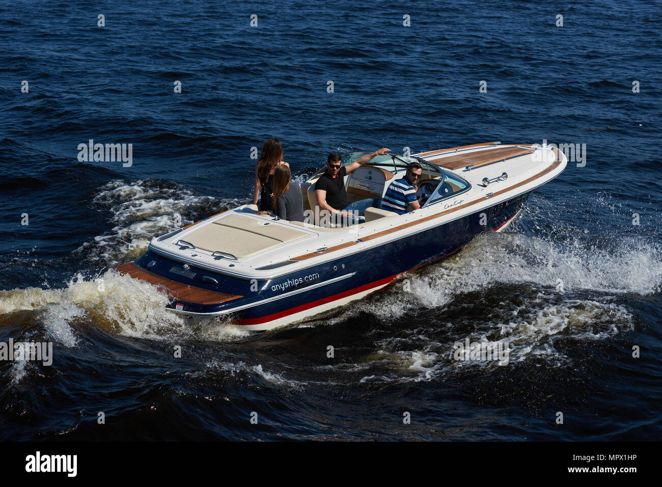 Motor boat on water Stock Photo - Alamy