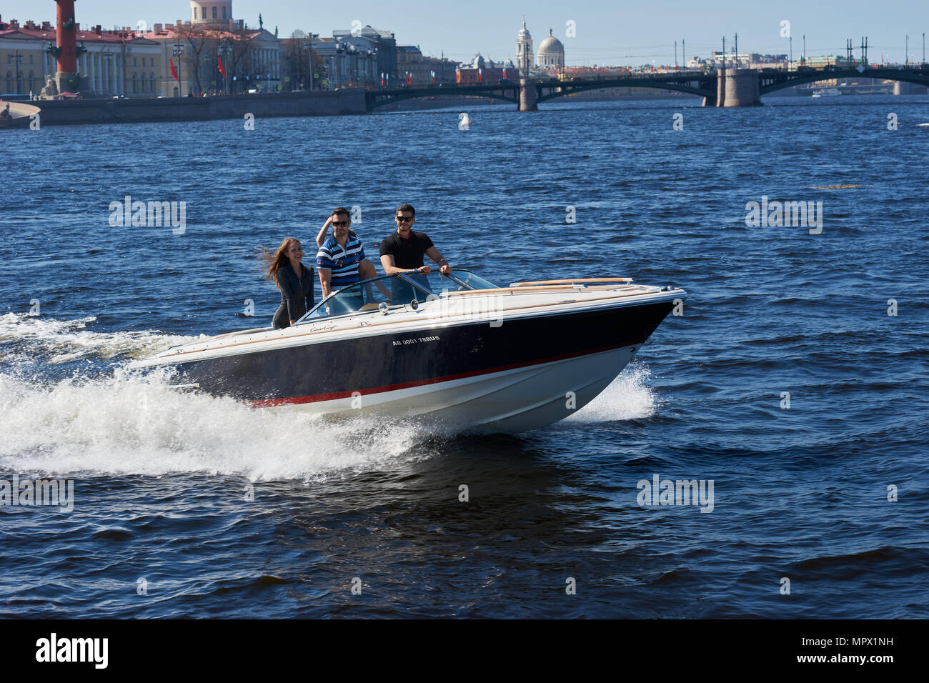 Motor boat on water Stock Photo - Alamy