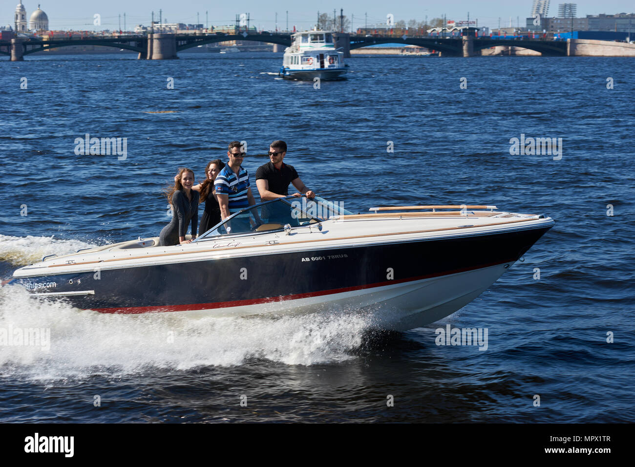 Motor boat on water Stock Photo - Alamy