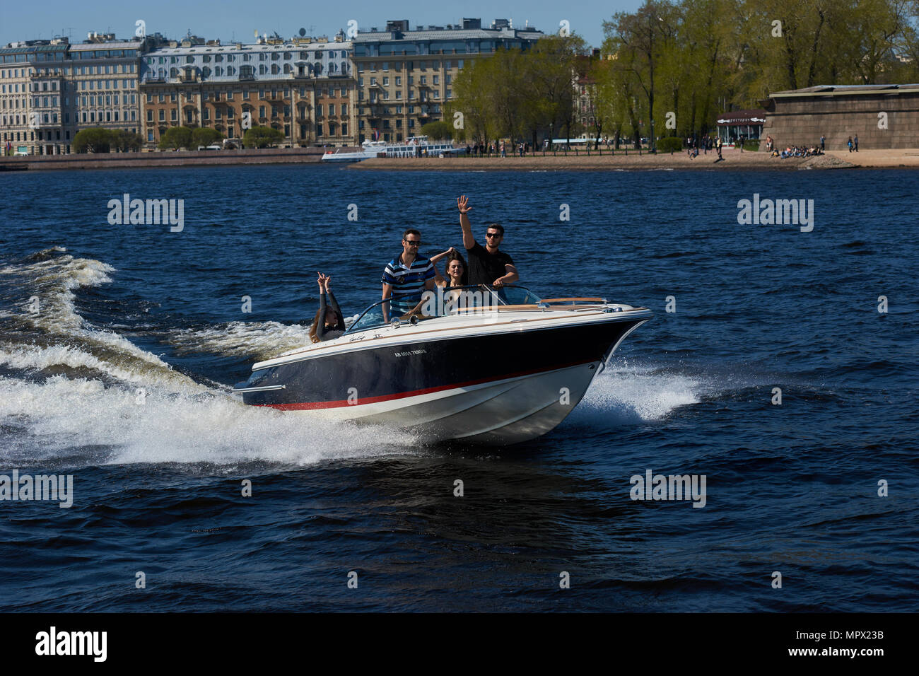Motor boat on water Stock Photo - Alamy