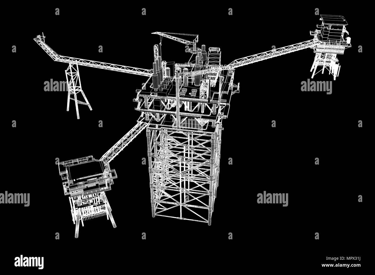 3D rendering , Outline topview Oil rig constructtion plant Stock Photo ...