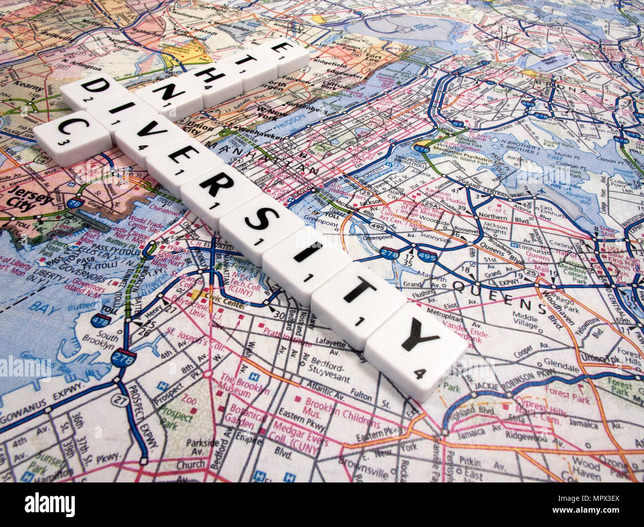 representation of ethnic diversity in society with New York map ...