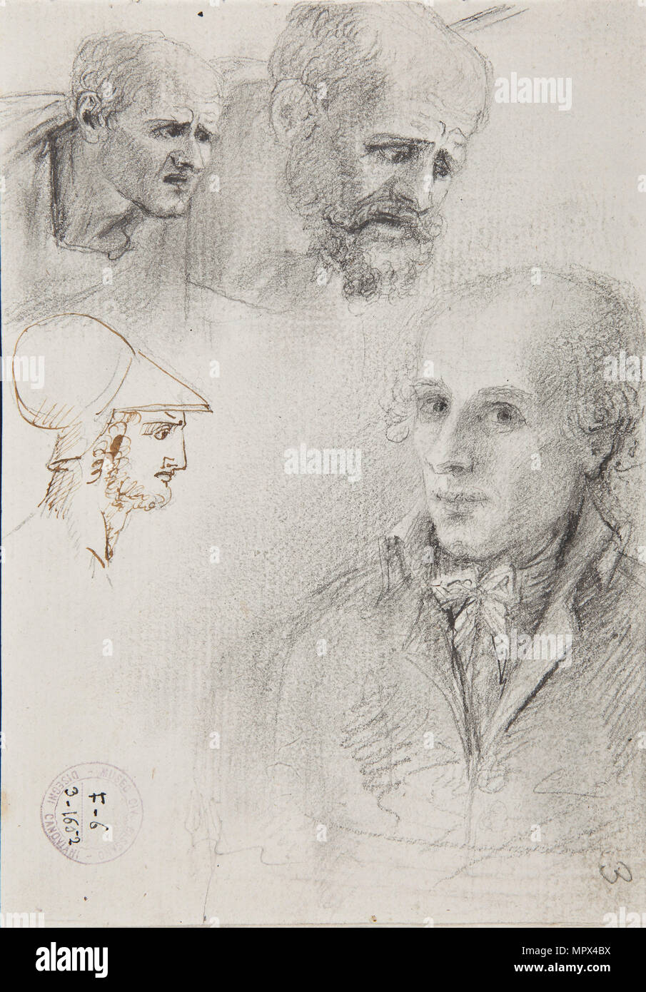 Self-portrait with heads sketches, ca 1792-1798 Stock Photo - Alamy