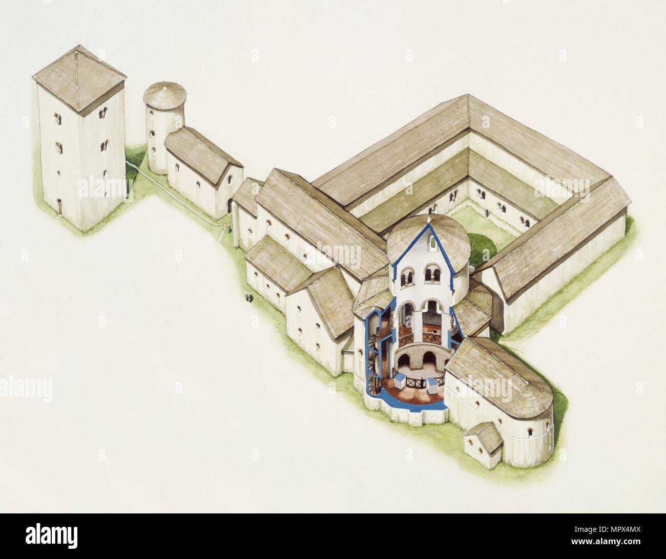 Late Saxon church, St Augustine's Abbey, Canterbury, Kent, late 20th or ...