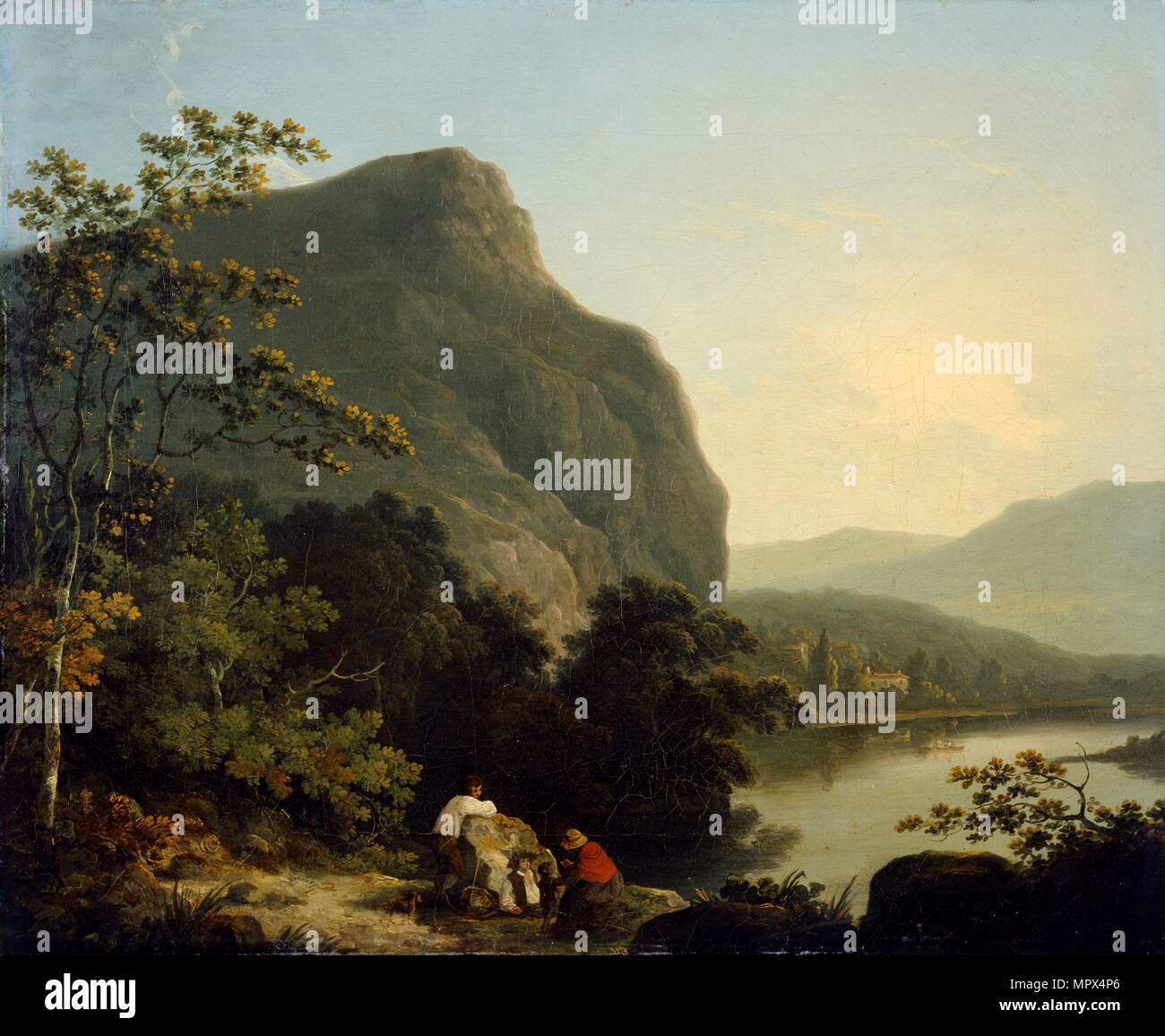 'Classical Landscape with a Lake', 1788. Artist: Richard Corbould Stock ...