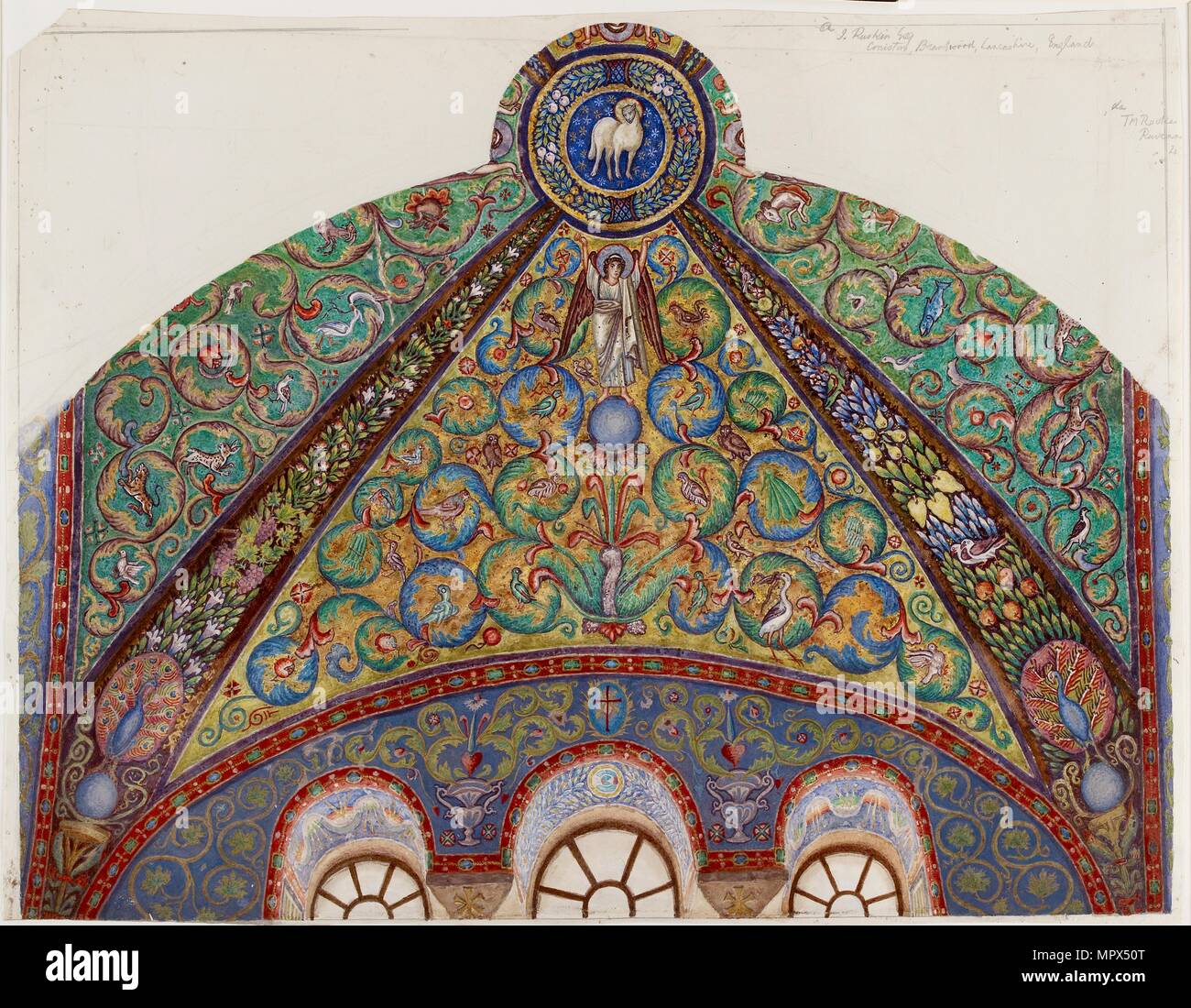 Drawing of Mosaics in the Vault of the Chancel of San Vitale, Ravenna ...