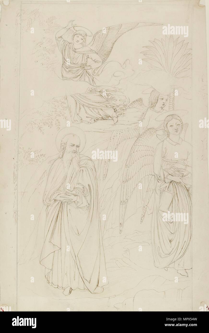 Drawing of Abraham parting from the Angels from Benozzo Gozzoli, 1845 ...