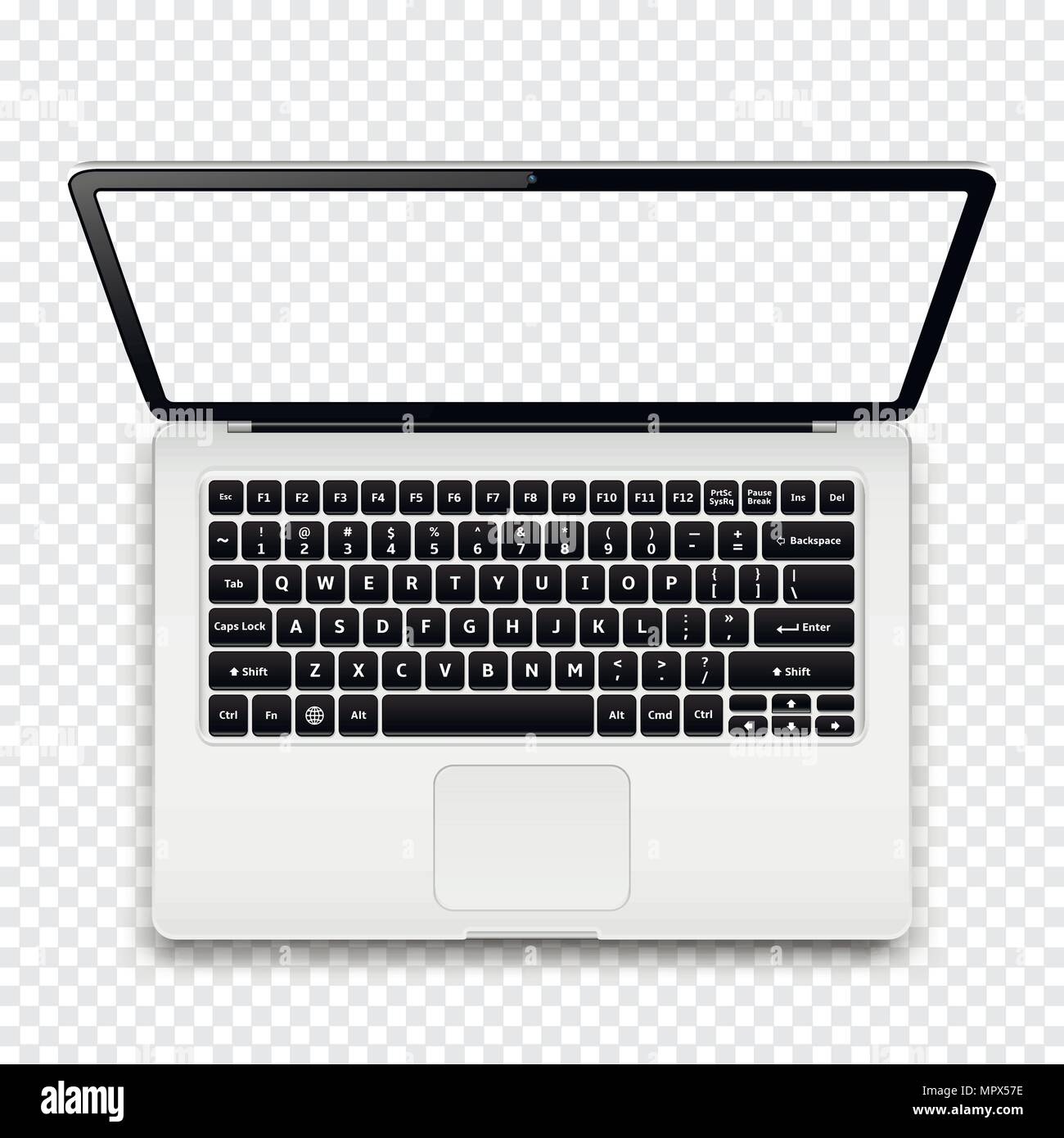 Laptop with transparent screen isolated on transparent background. Top ...