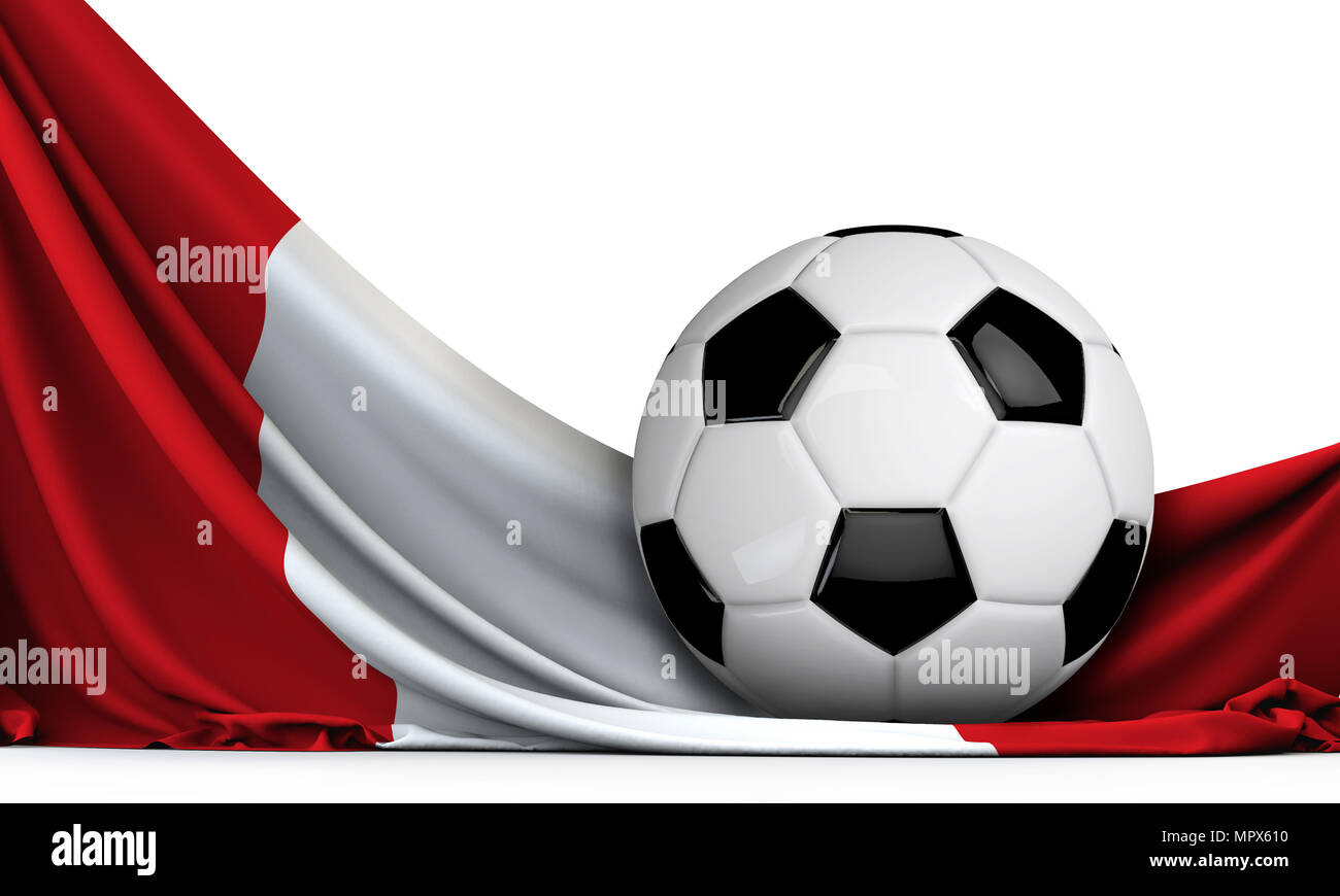 Soccer ball on the flag of Peru. Football background. 3D Rendering ...