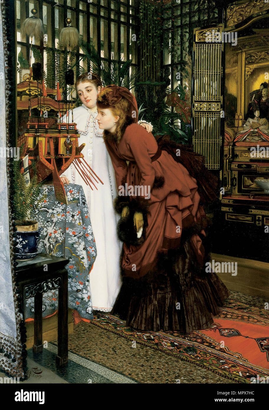 Young Ladies Looking at Japanese Objects, 1869 Stock Photo - Alamy