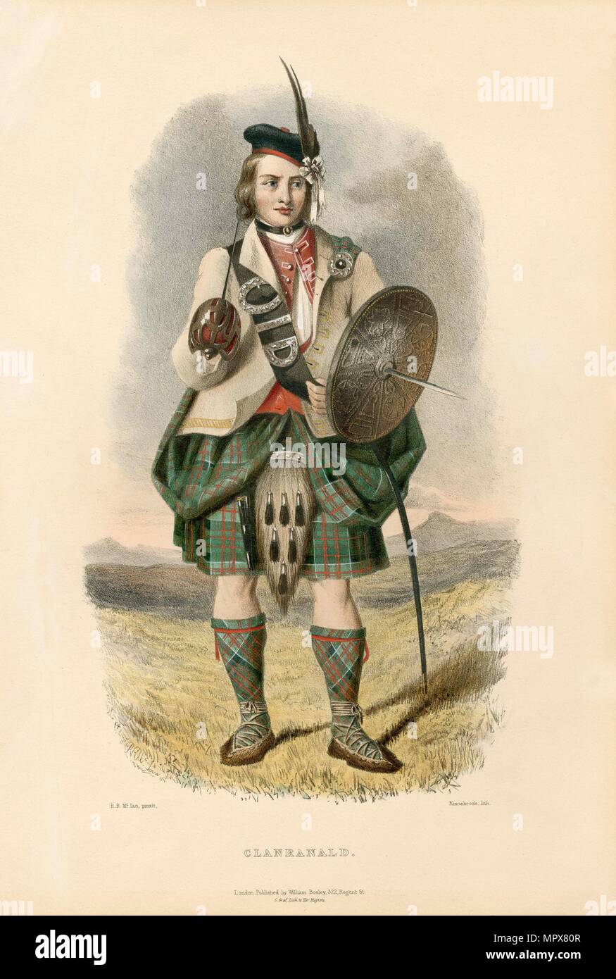 Clanranald, from The Clans of the Scottish Highlands, pub. 1845 (colour ...