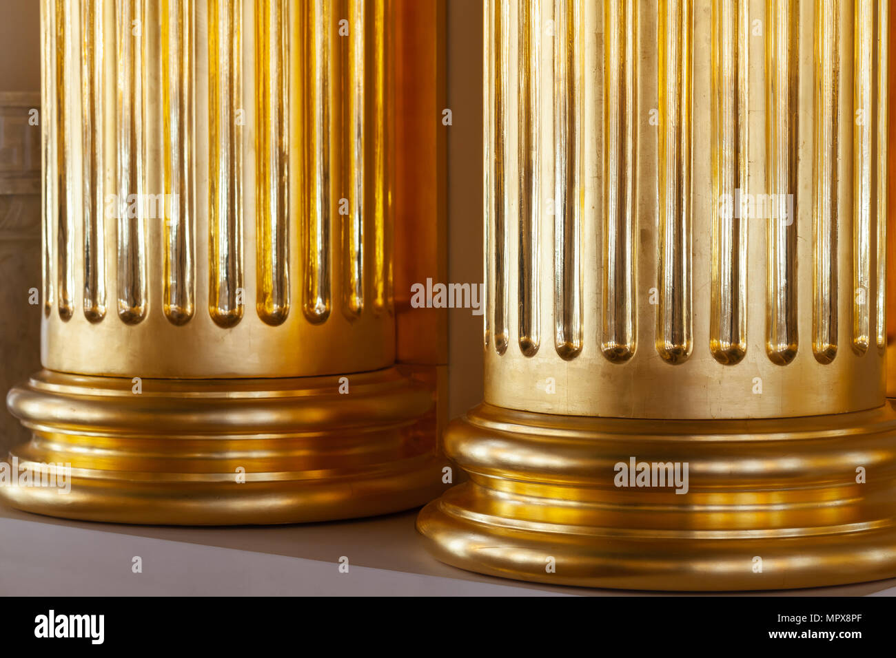 Luxury classic style architecture template, bases of round gold colored ...