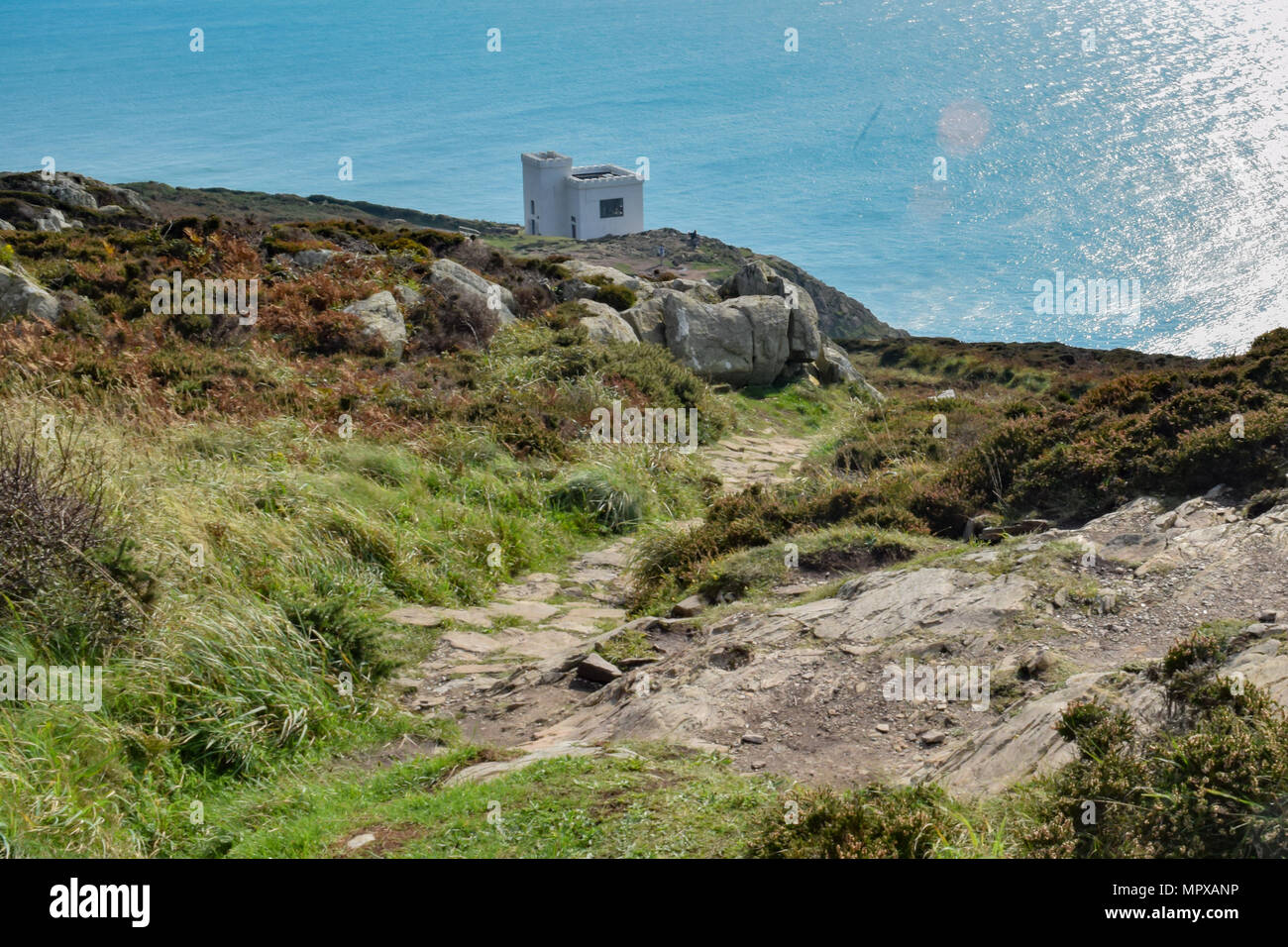 Elin's Tower, located at RSPB, South Stacks Anglesey, North Wales, UK ...