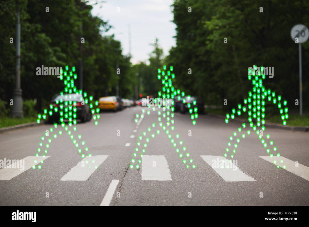 Green people walking pedestrian crossing Stock Photo - Alamy