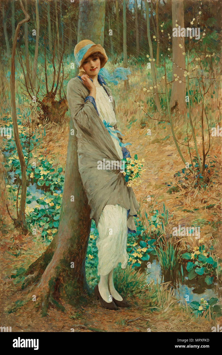 Woman in a Spring landscape, 1924 Stock Photo - Alamy