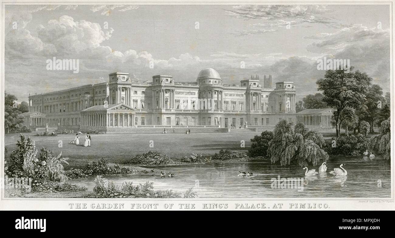 'The Garden Front of the King's palace at Pimlico' (Buckingham Palace ...