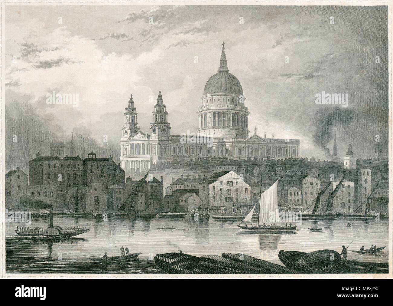 St Paul's Cathedral, City of London, 1850. Artist: Unknown Stock Photo ...